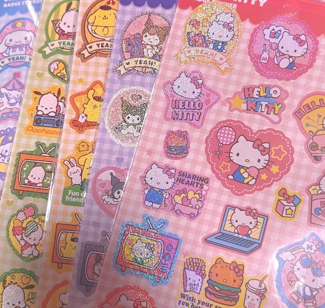 Cute Kawaii Characters Sticker Sheets, Holographic Stickers Kitty ...