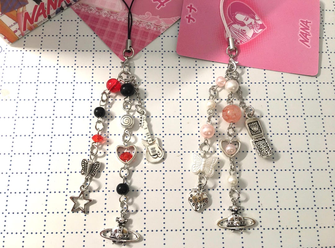 Nana and Hachi Phone Charm Keychain, Y2K Nana Anime Beaded Phone Charm ...