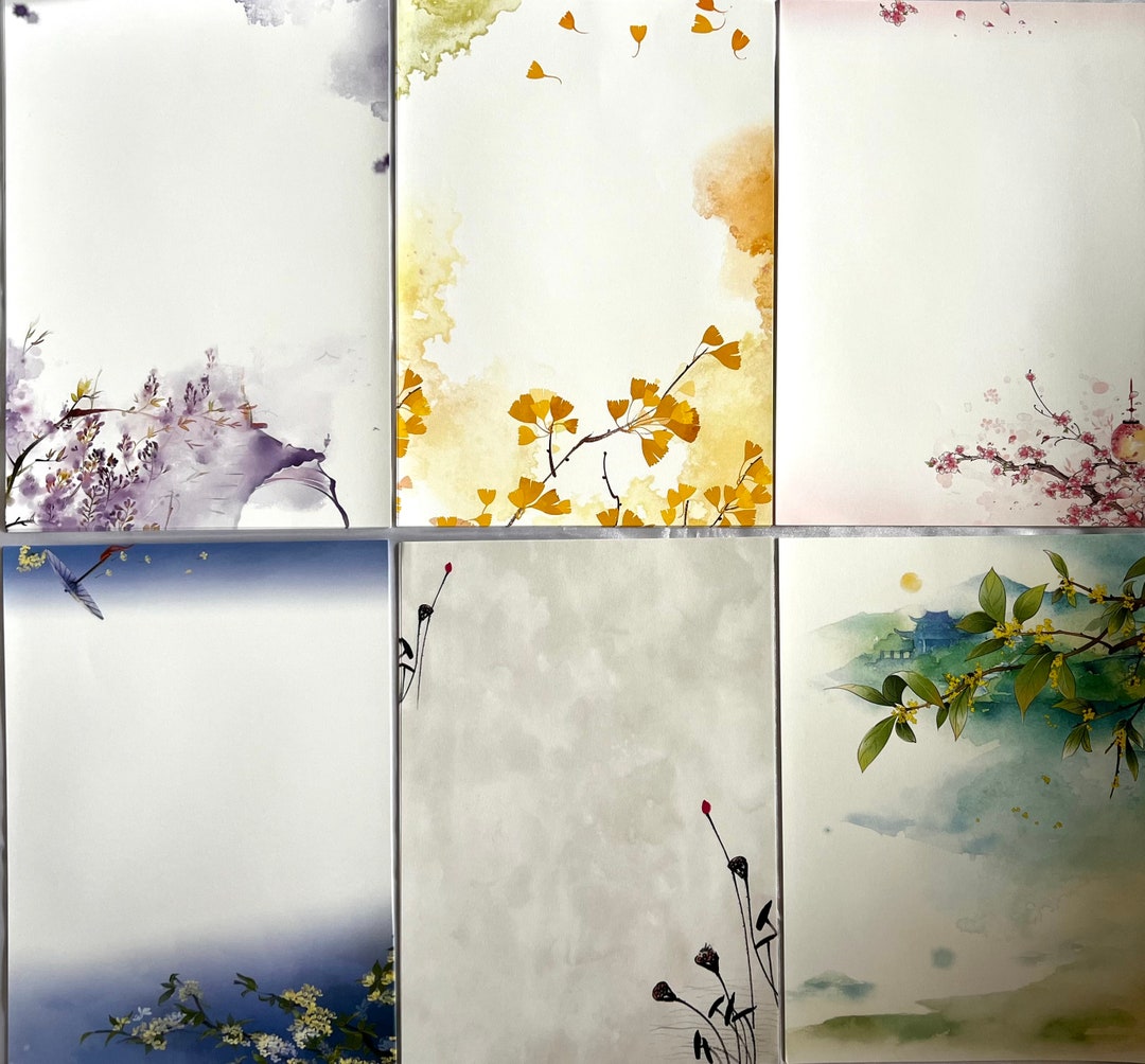 A4 Floral Letter Writing Paper With Envelopes, Plum Blossom, Ginkgo ...