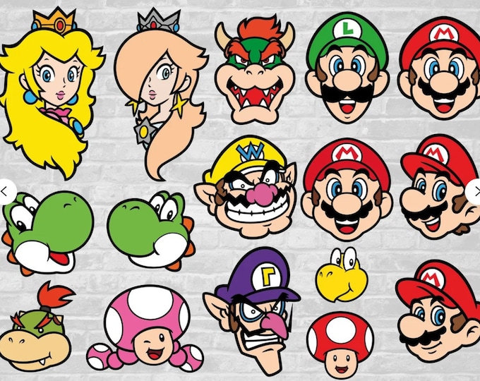 S Mario Svg, Mario Set, Mario Head, Luigi, Mario Characters SVG, Cut ...