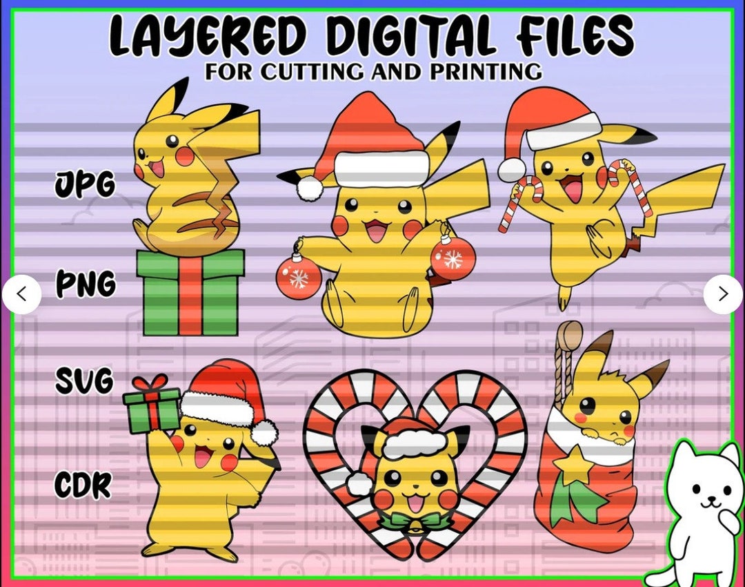 Pika Christmas SVG, Pika Santa Svg, Pikachu Candy Cane SVG, Poke SVG ...