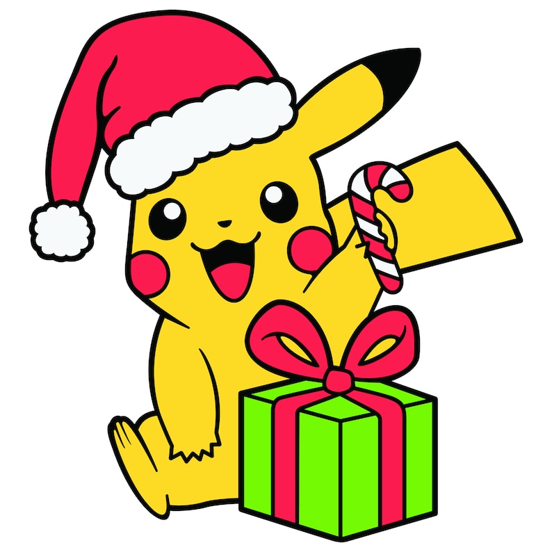 Pika Christmas SVG, Pika Santa Svg, Pikachu Candy Cane SVG, Poke SVG, Svg Png Jpg Dxf Eps Cricut ...