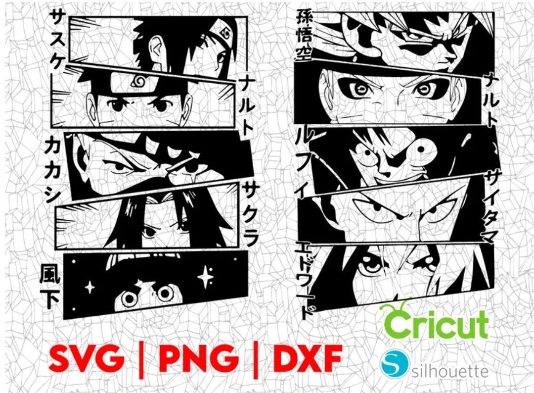 Anime SVG Files, PNG DXF, Ideal for T-shirts, Hats, Stickers, Decals ...