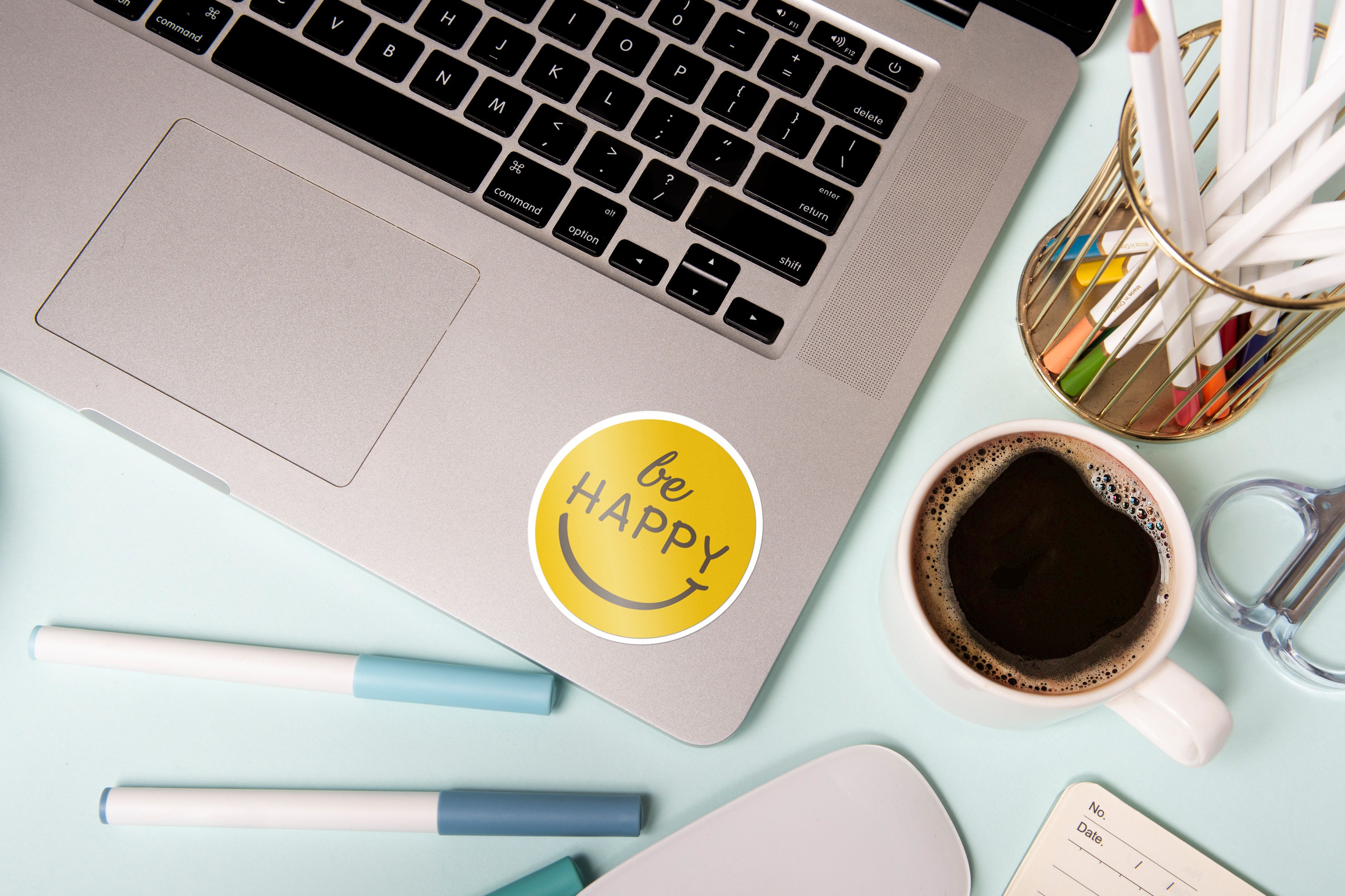 Happy Face, Yellow Vinyl Sticker, Motivational and Inspirational ...