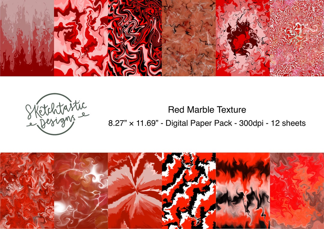 Red Marble Textured Digital Paper A4 X 12 | Craft, Scrapbooking ...
