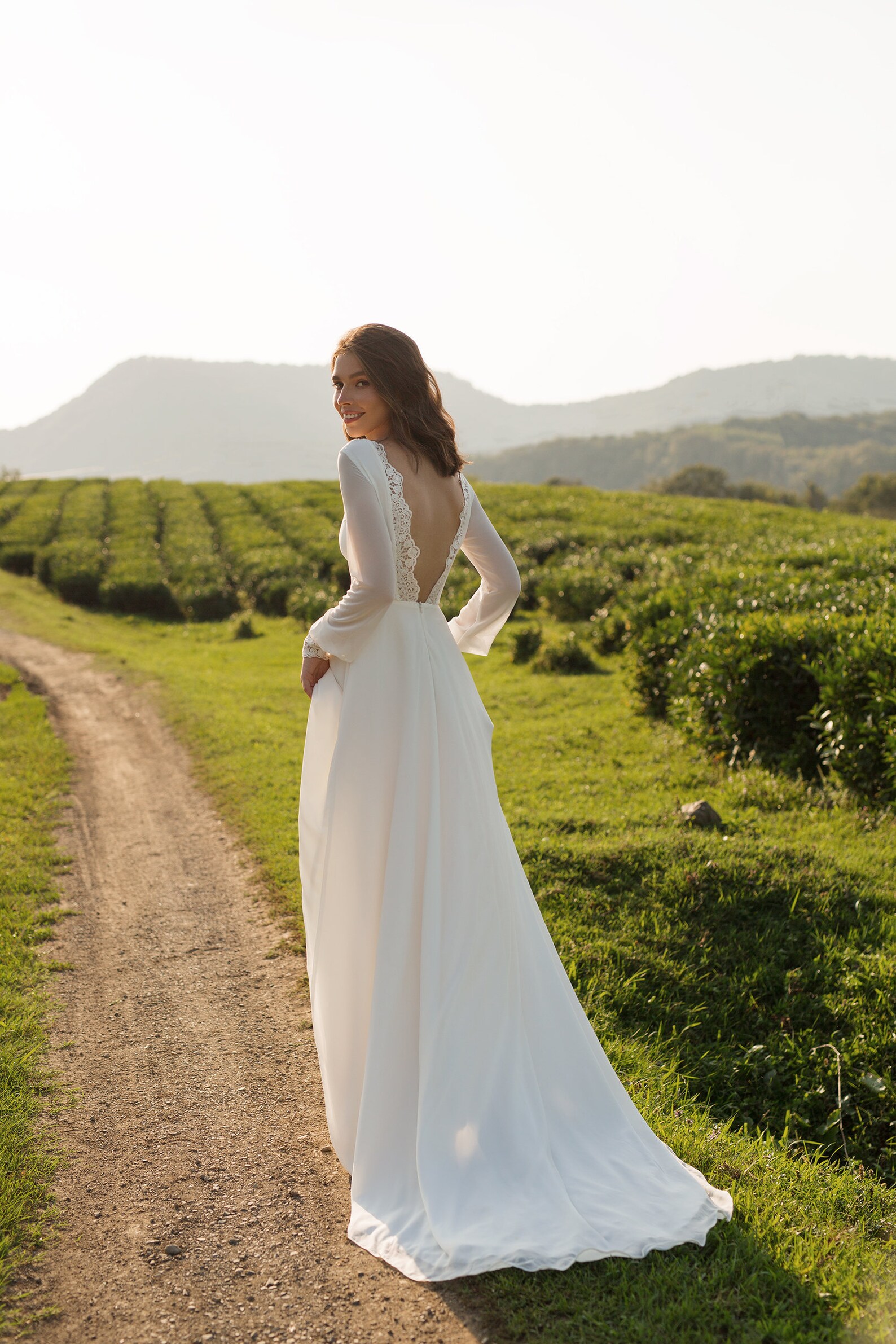 Simple Boho Wedding Dress Long Sleeves Chiffon Wedding Dress - Etsy