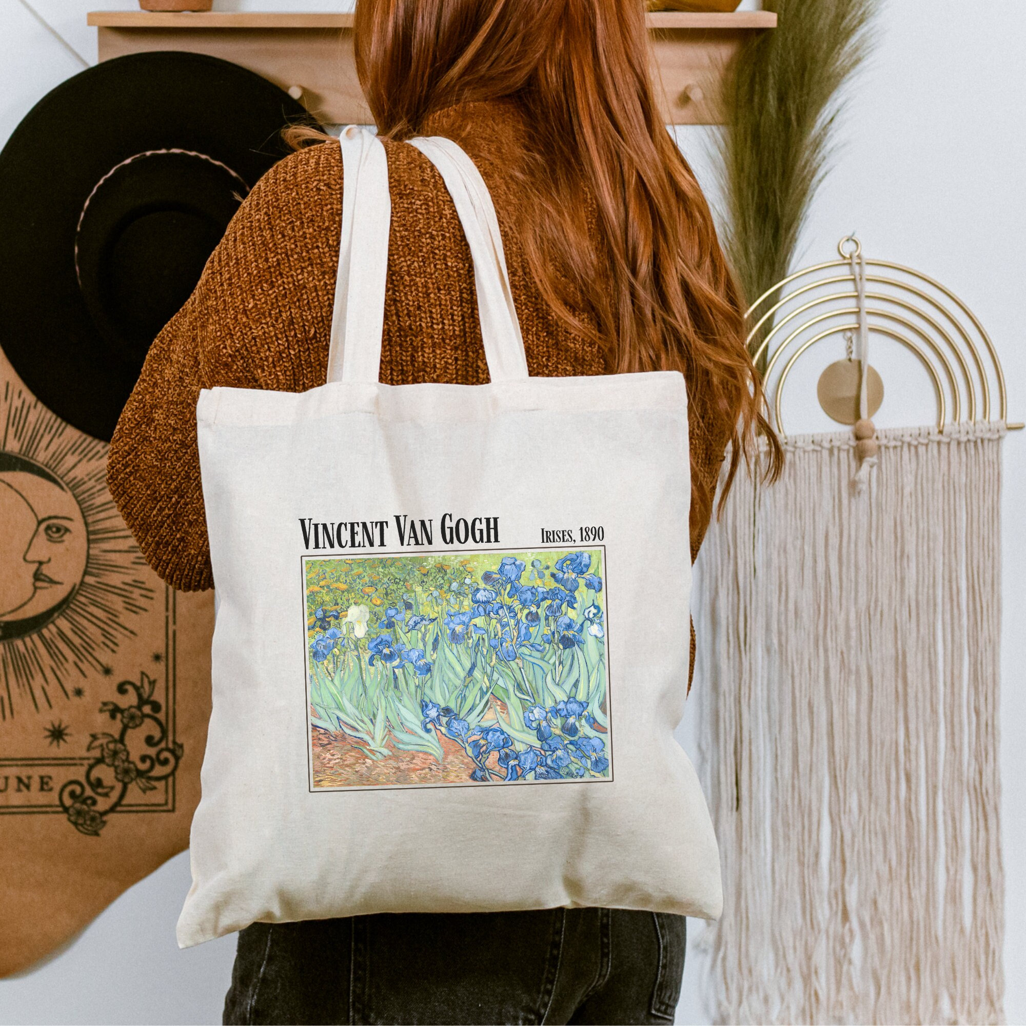 Vincent Van Gogh Tote Bag Van Gogh Irises Dark Academia Tote - Etsy