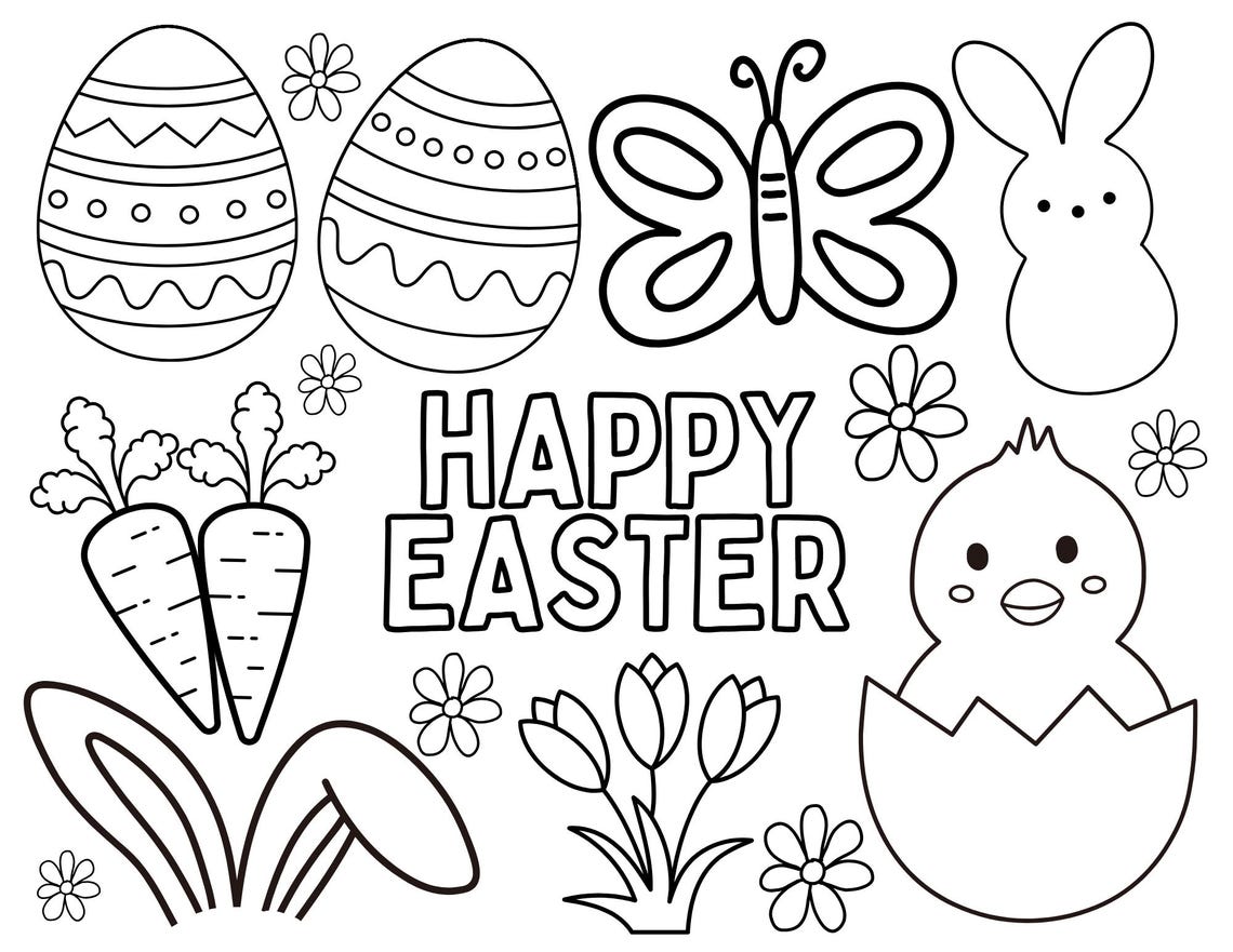 Happy Easter Colouring Page | Easter Colouring Page | Coloring Page ...