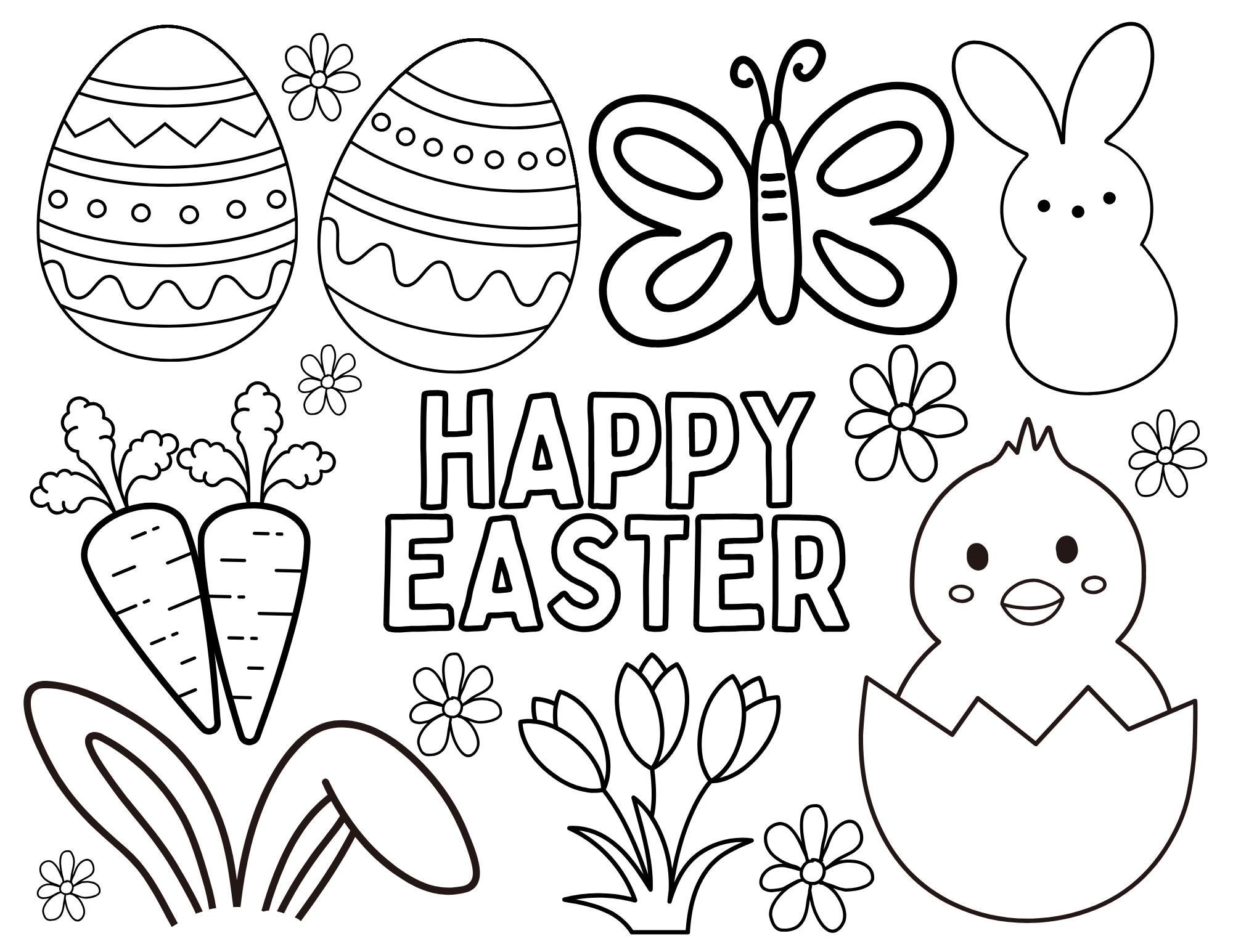 Happy Easter Colouring Page | Easter Colouring Page | Coloring Page ...