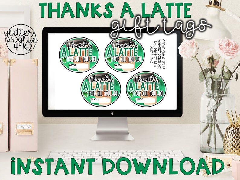 Thanks a Latte Gift Tag / Printable /thank You Tag / Instant Download ...