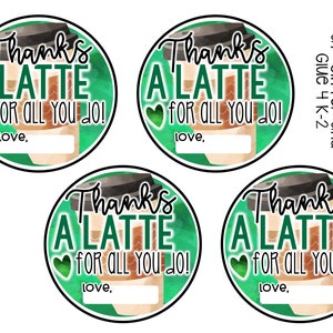 Thanks a Latte Gift Tag / Printable /thank You Tag / Instant Download ...