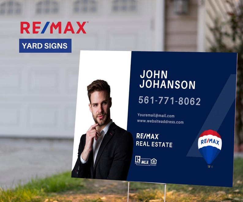 RE/MAX Yard Sign Template | Real Estate for Sale Sign | Editable Canva ...