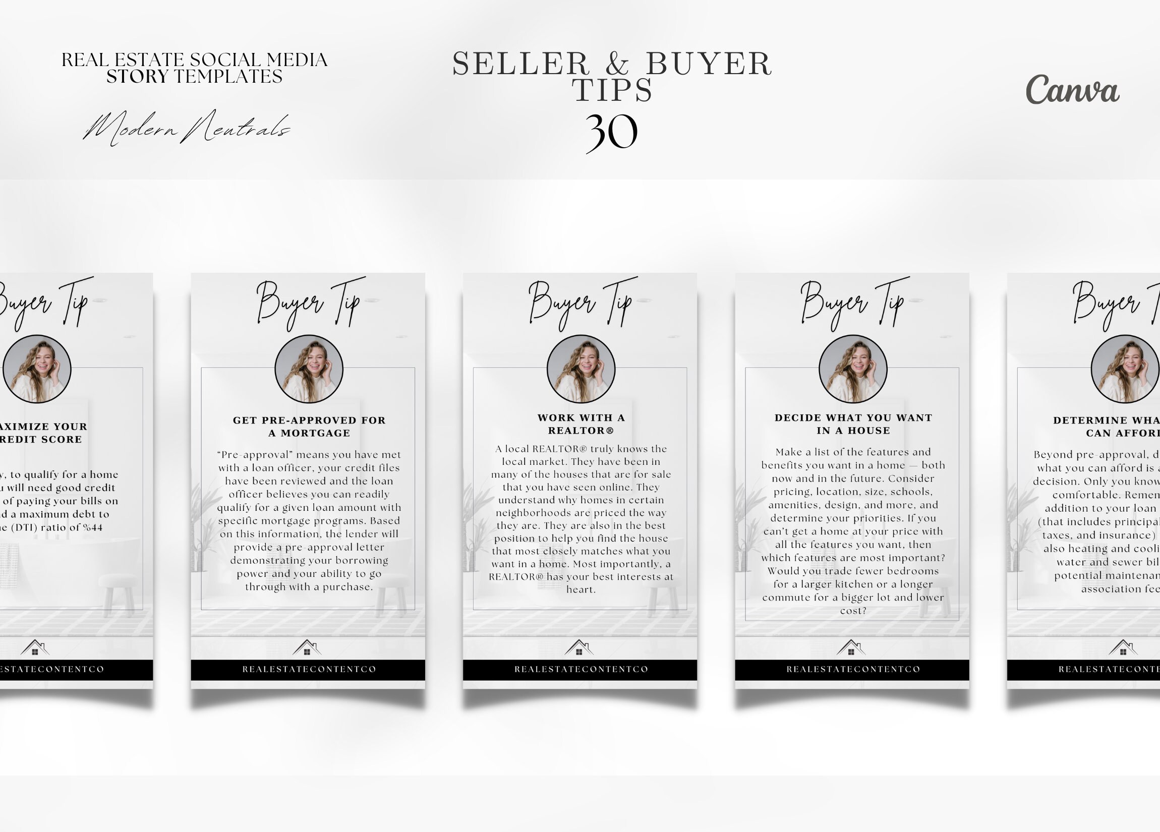 Buyer & Seller Tips Instagram Story Templates | Real Estate Marketing ...