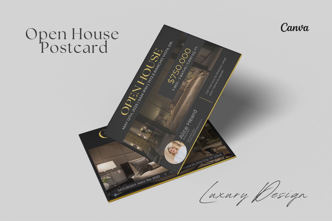 Real Estate Open House Postcard, Real Estate Marketing, Editable Canva ...