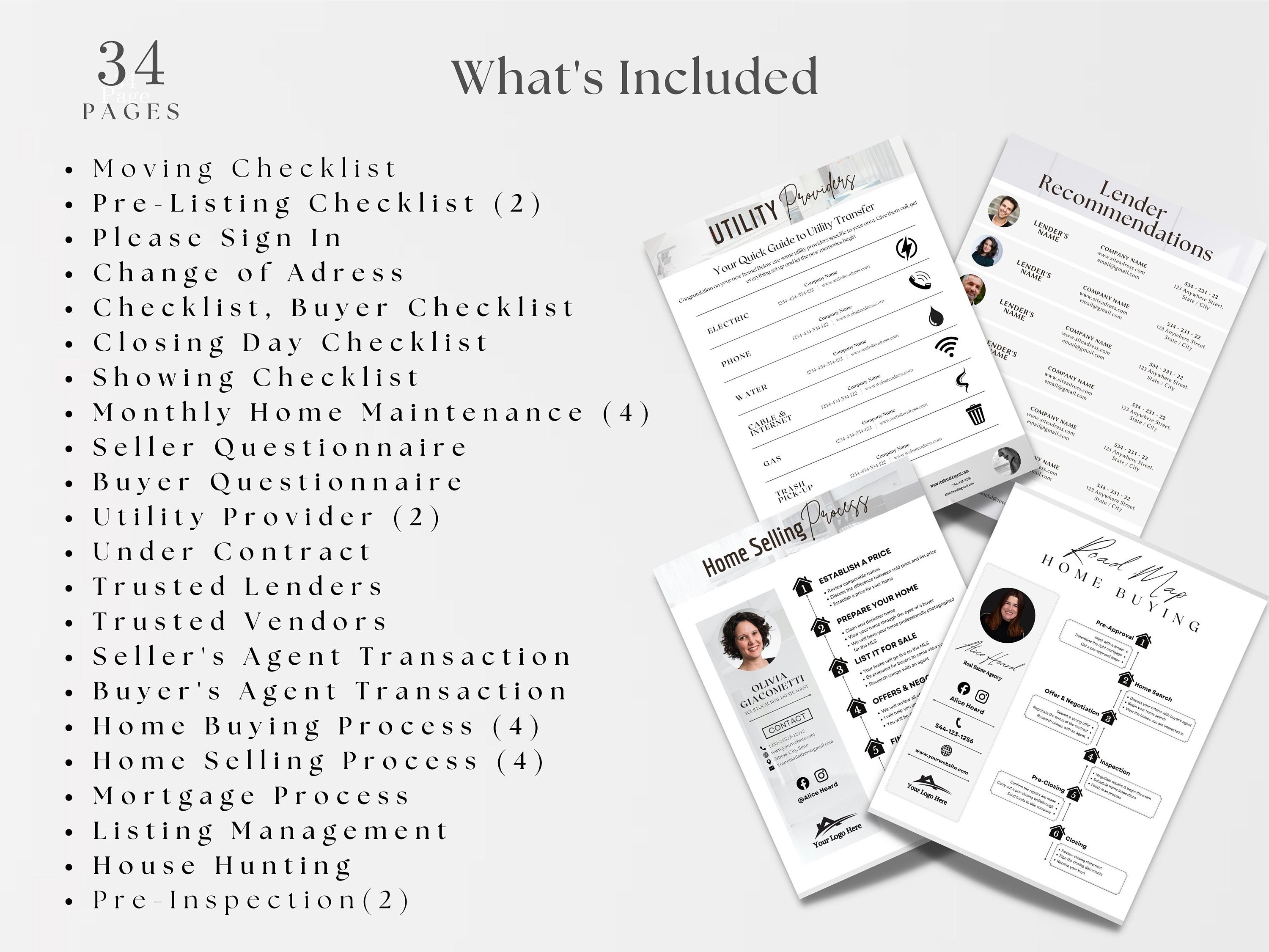 Real Estate Checklist Realtor Checklist Closing Day - Etsy