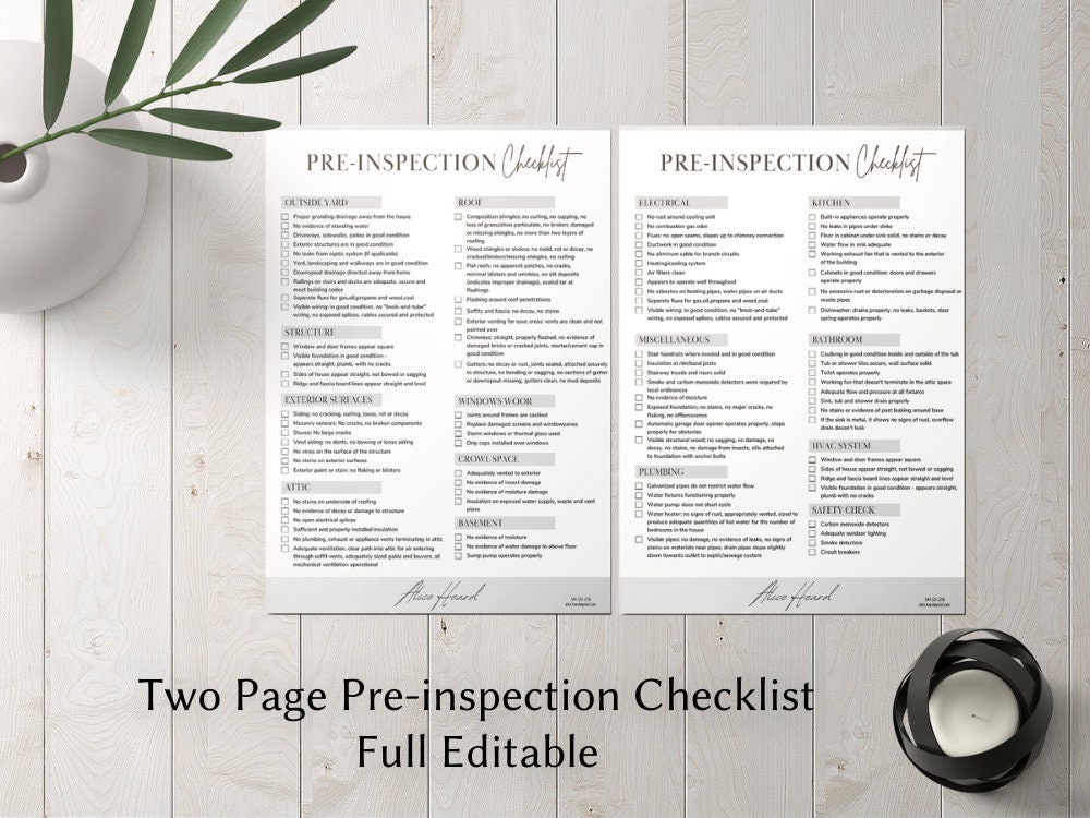 Pre-inspection Checklist, Home Seller Checklist, Seller Packet ...