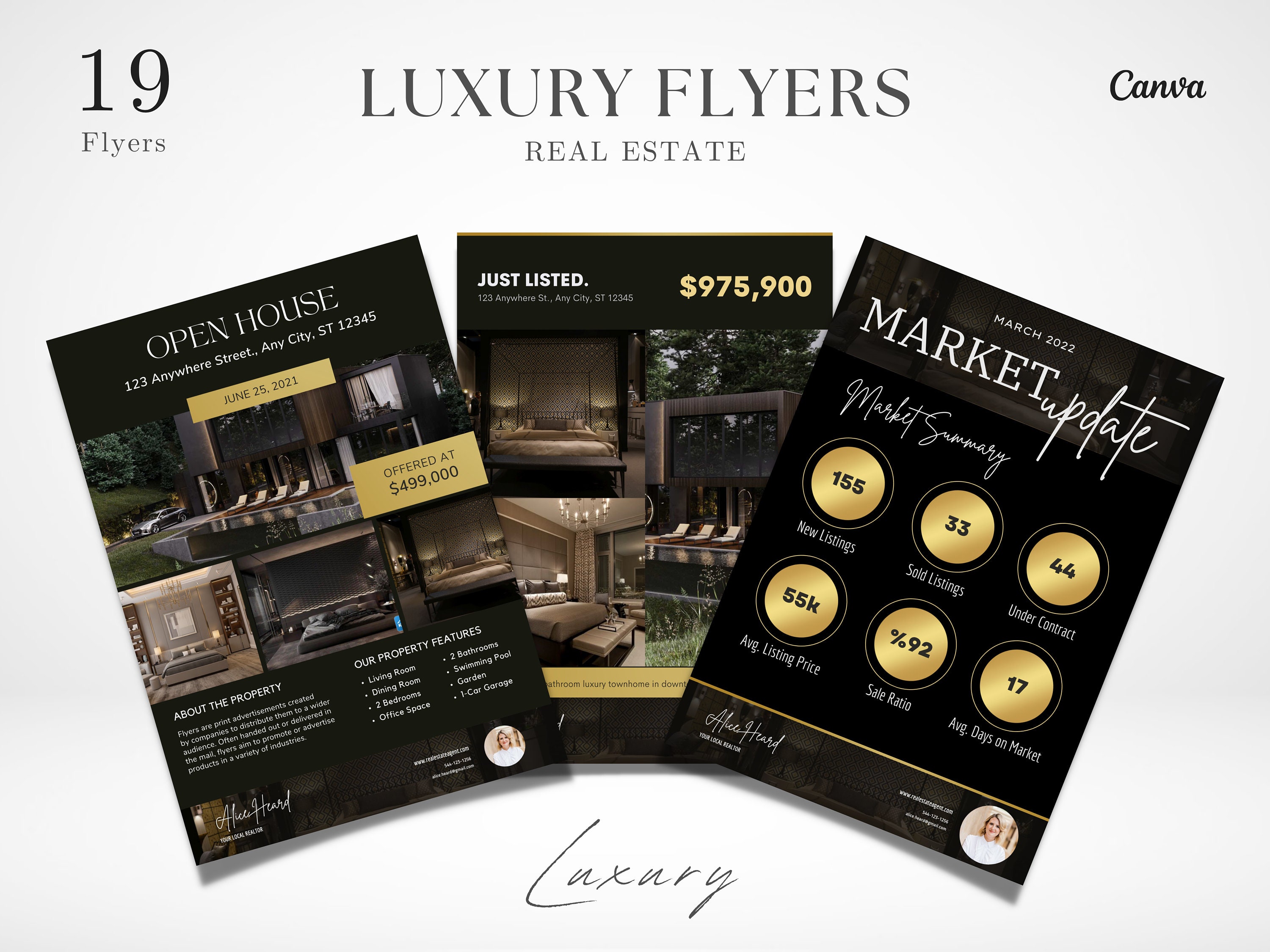 Luxury Real Estate Marketing Flyer Templates | Realtor Flyer Bundle ...