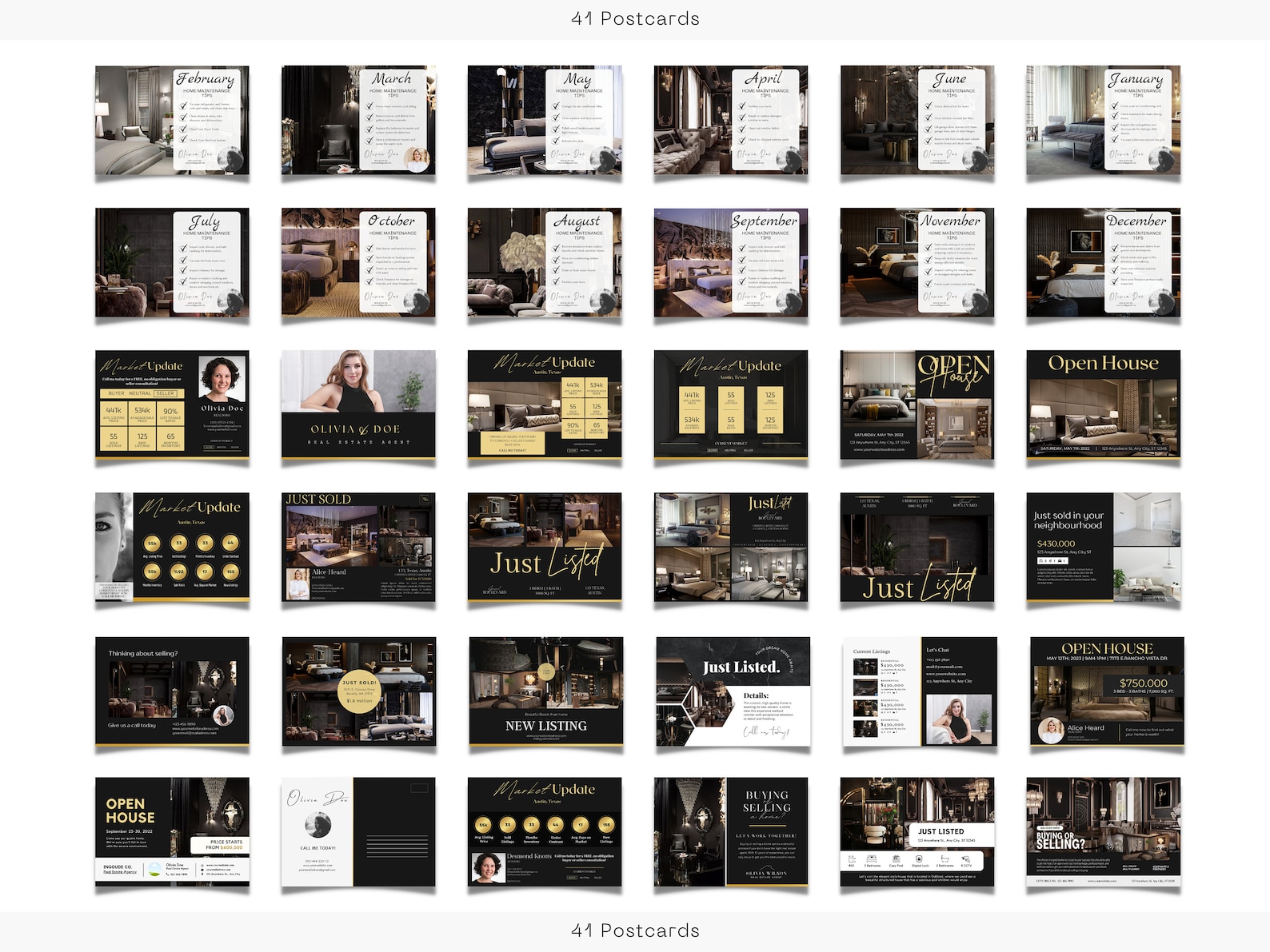 Luxury Real Estate Postcards | Realtor Black and Gold Postcards ...