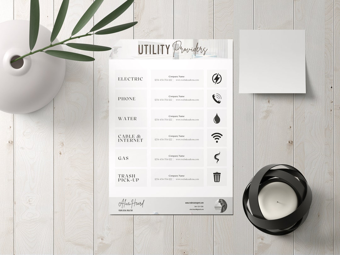 Utility Providers List Flyer, Real Estate Marketing, Real Estate ...