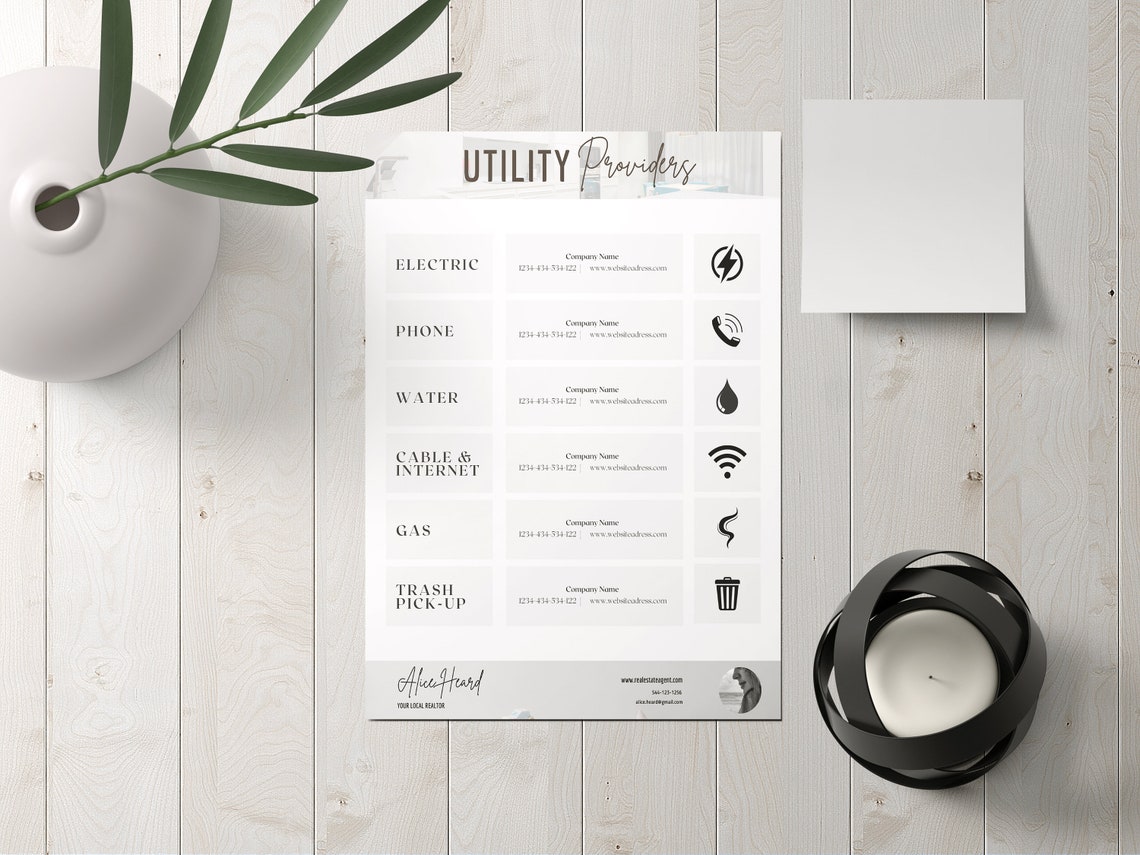 Utility Providers List Flyer, Real Estate Marketing, Real Estate ...