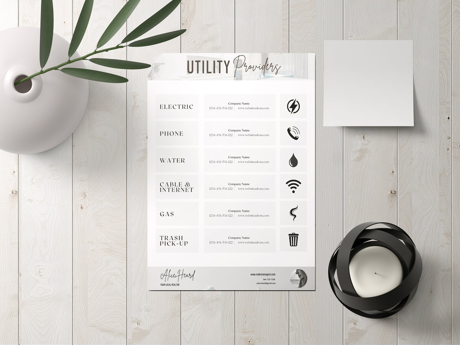 Utility Providers List Flyer, Real Estate Marketing, Real Estate ...