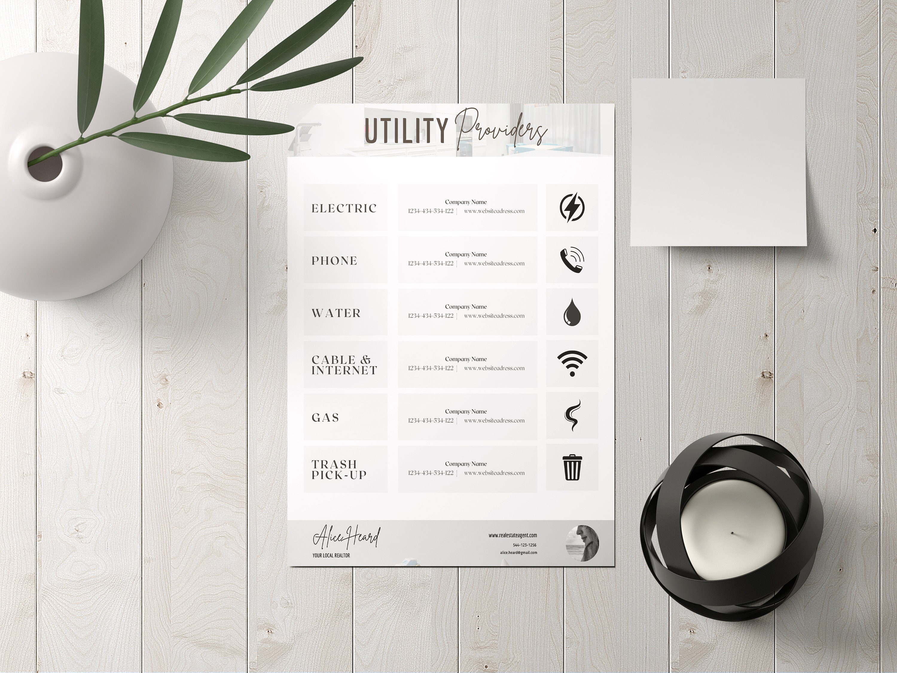 Utility Providers List Flyer, Real Estate Marketing, Real Estate ...