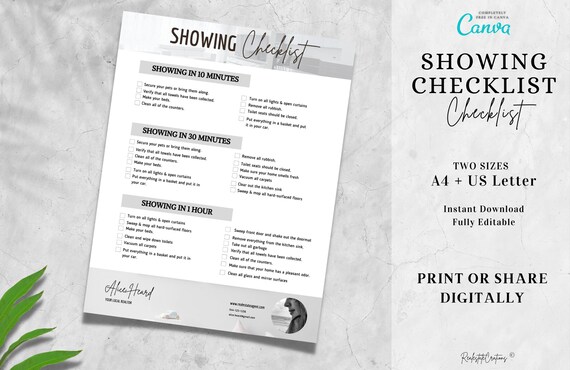 Real Estate Home Showing Checklist Real Estate Marketing - Etsy