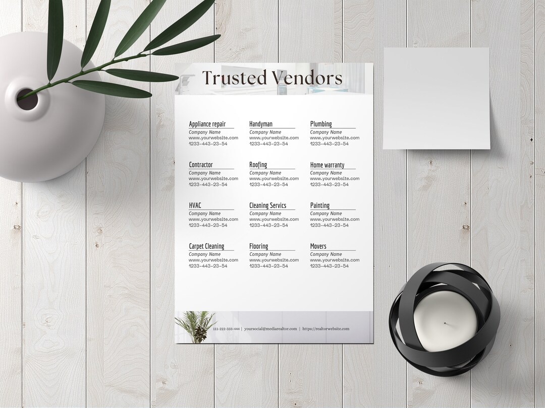 Real Estate Trusted Vendor Template | Realtor Referral, Trusted Vendor ...