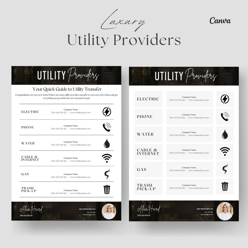 Black Utility Providers List Flyer, Real Estate Marketing, Real Estate ...