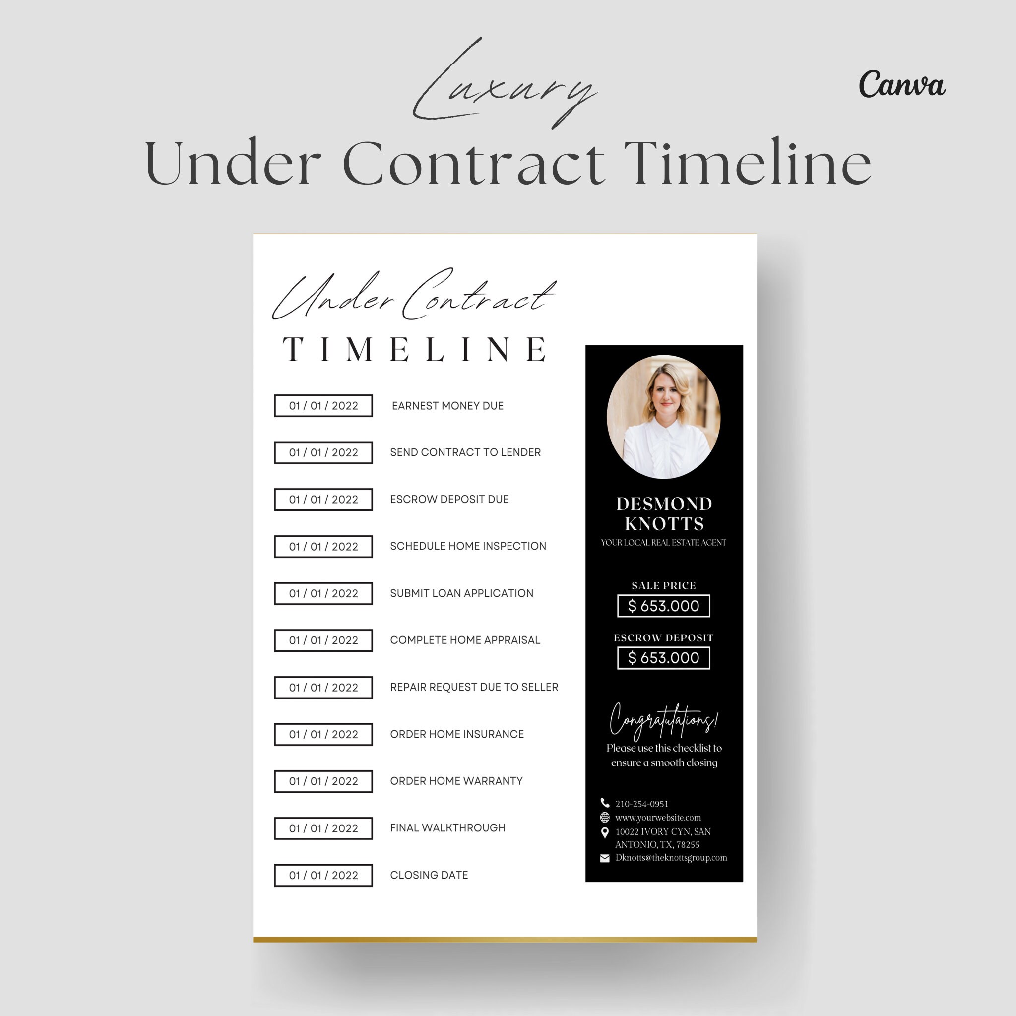 Under Contract Timeline, Real Estate Marketing, Under Contract Flyer ...