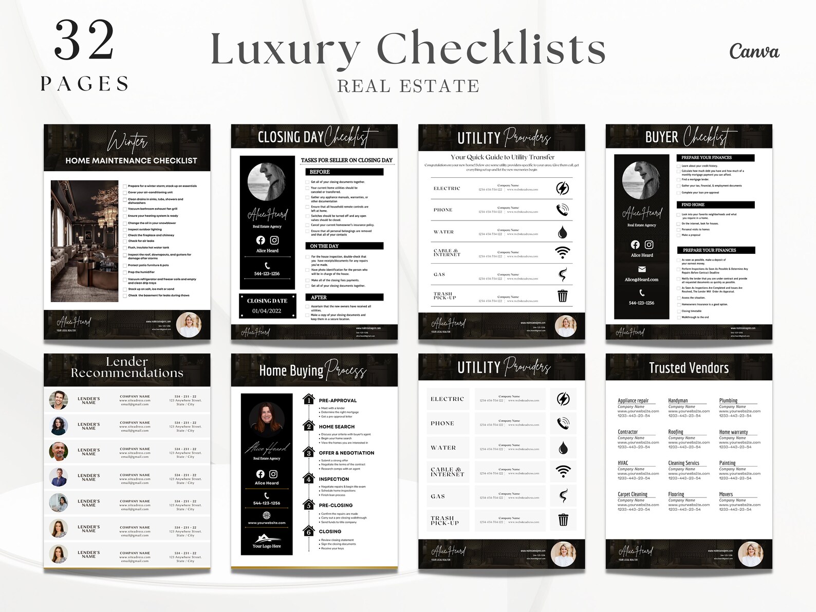 Luxury Real Estate Checklist | Realtor Checklist | Black Checklist ...