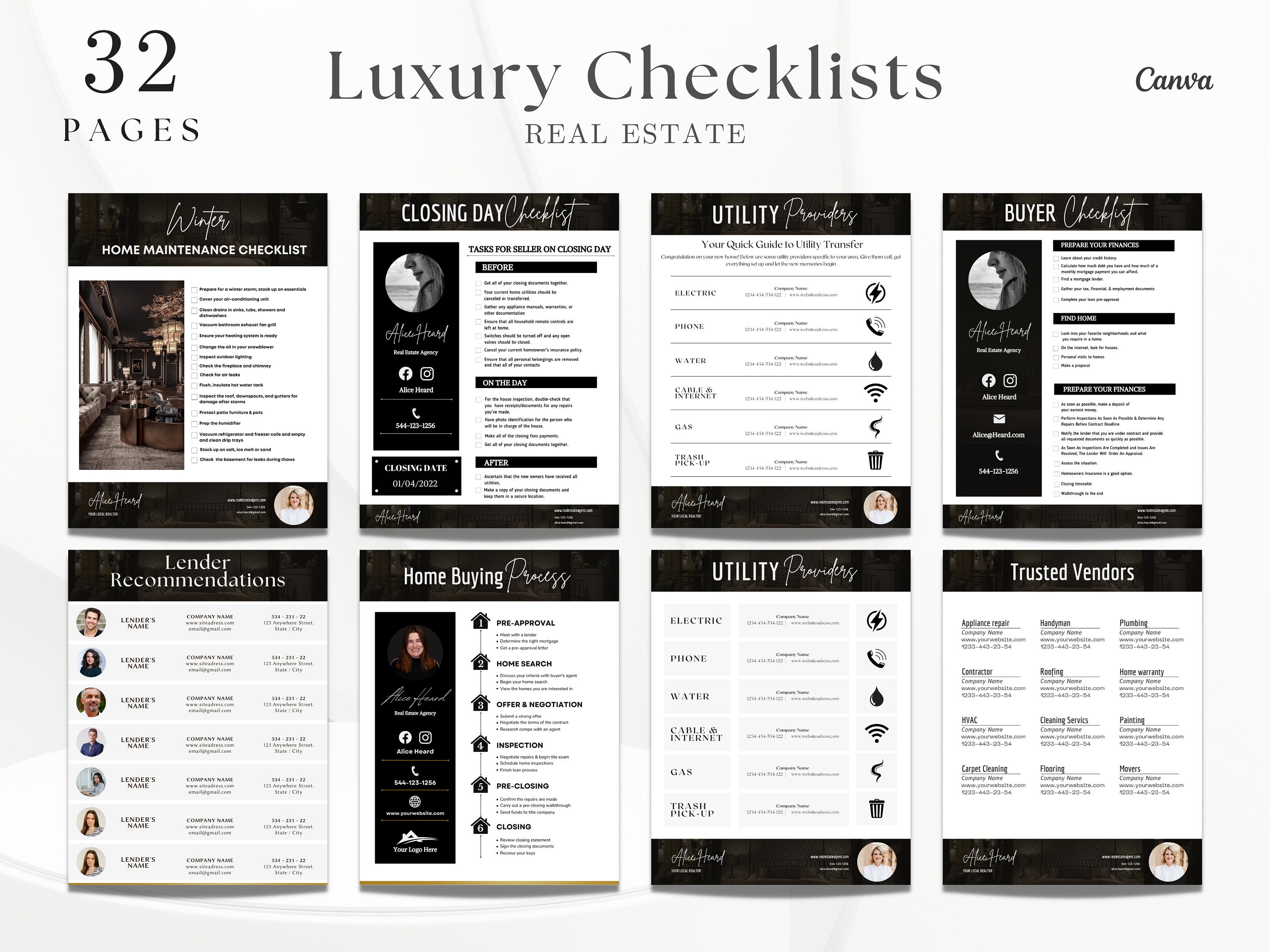 Luxury Real Estate Checklist | Realtor Checklist | Black Checklist ...