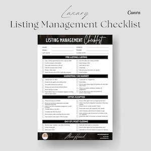 Luxury Real Estate Listing Management Checklist, Real Estate Marketing ...