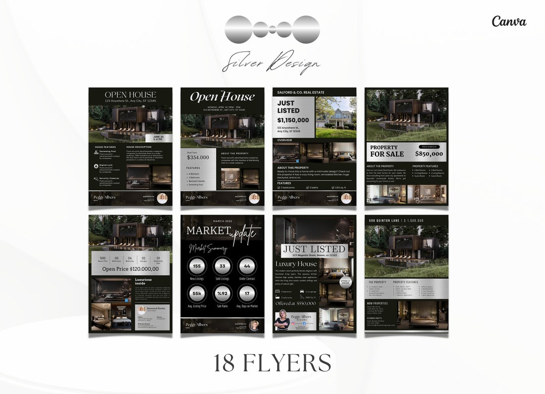 Silver Luxury Real Estate Marketing Flyer Templates | Realtor Flyer ...