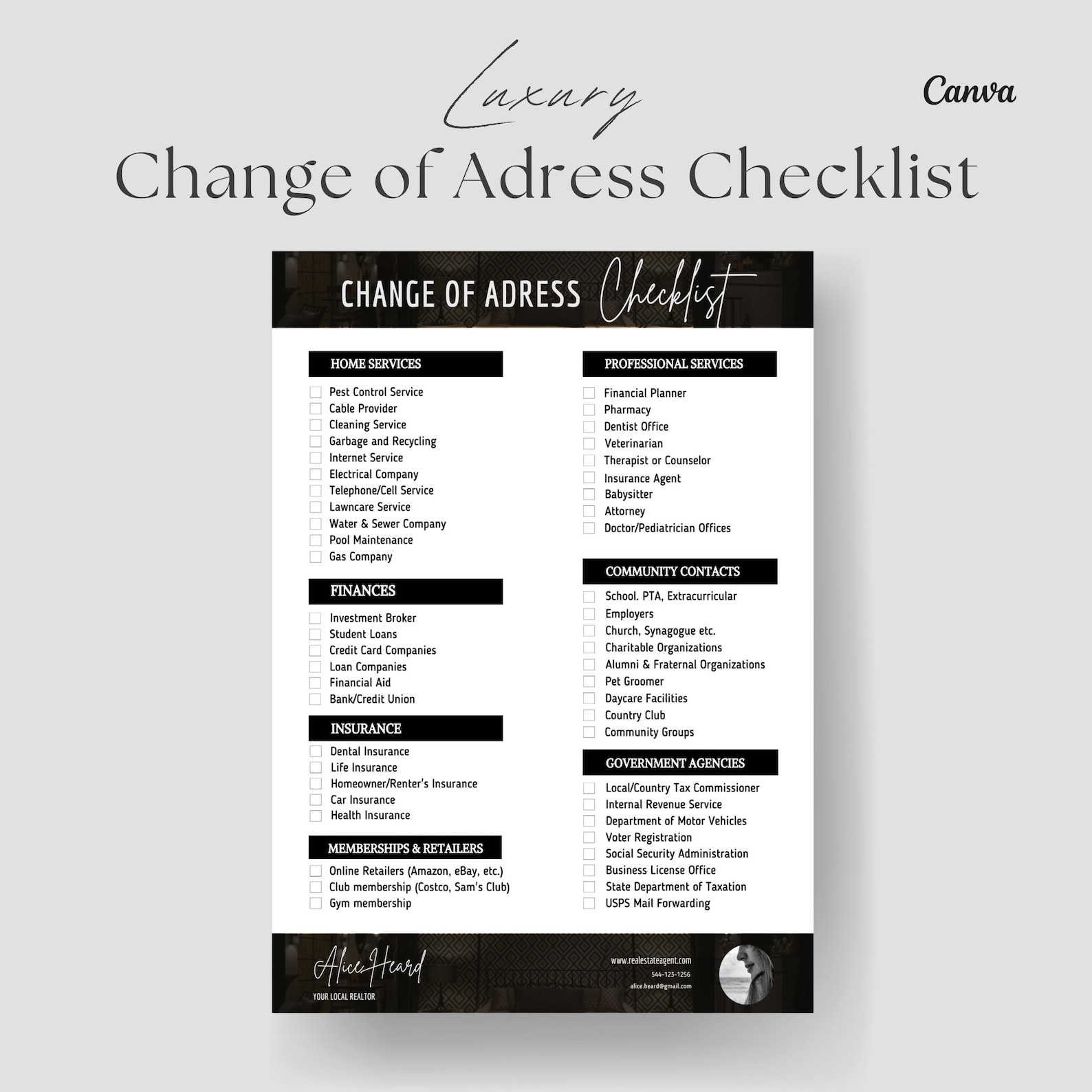 Change of Address Checklist, Real Estate Marketing, Real Estate Flyer ...