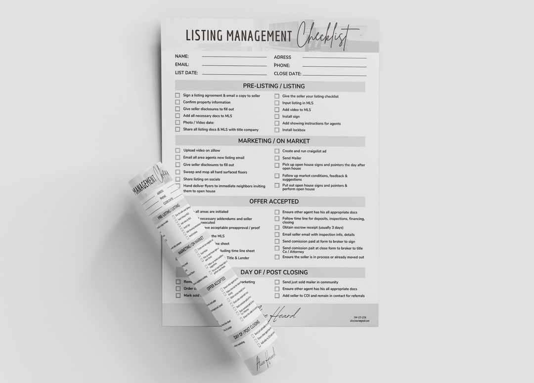 Real Estate Listing Management Checklist, Real Estate Marketing ...