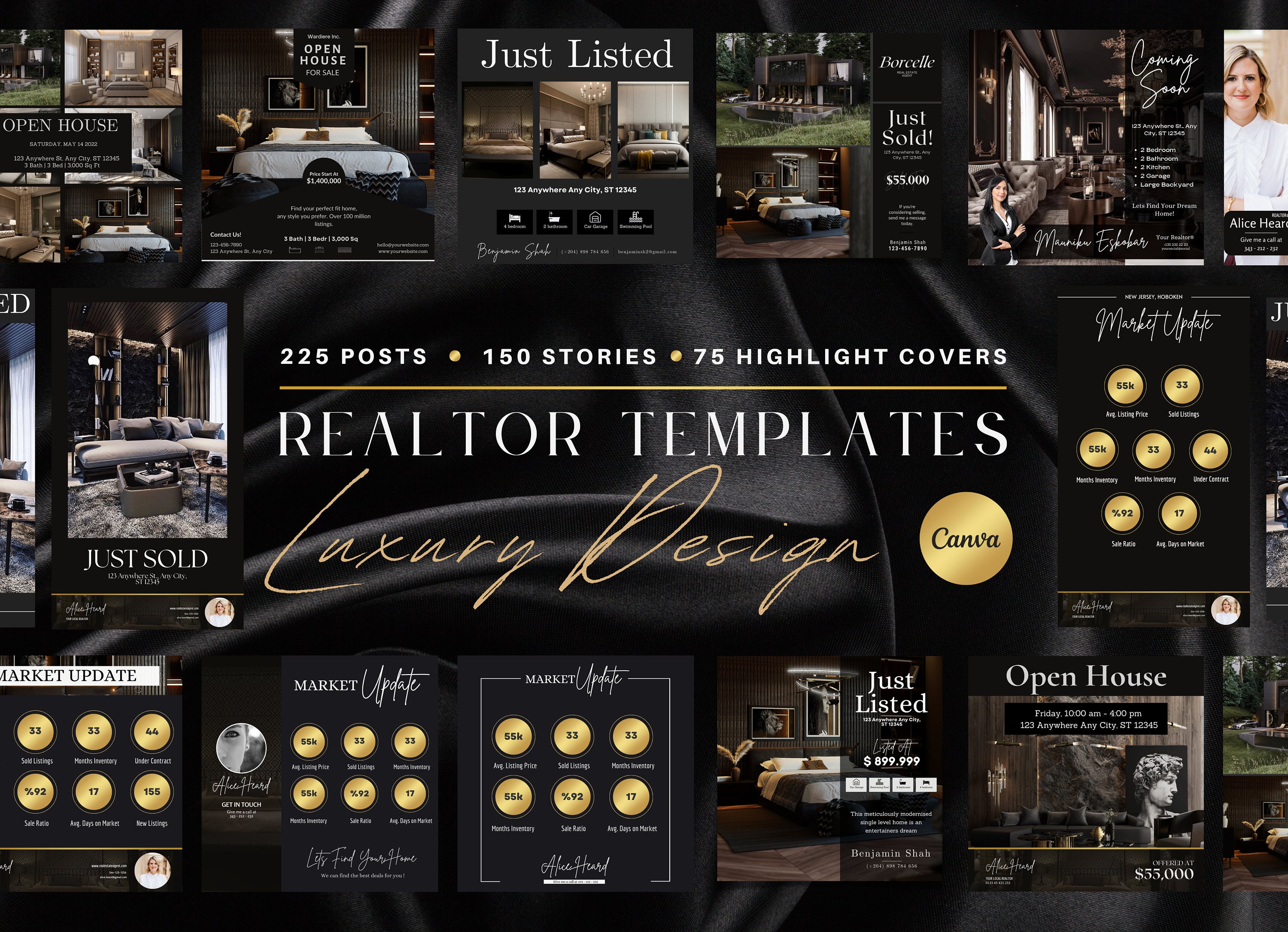 450 Luxury Real Estate Instagram Post Templates | Luxury Realtor ...