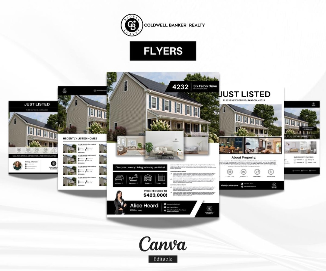 15 Coldwell Banker Luxury Real Estate Flyers | Black & White Modern ...