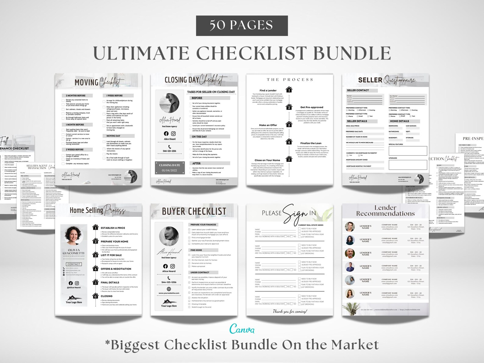 Real Estate Checklist | Realtor Checklist | Closing Day Checklist ...