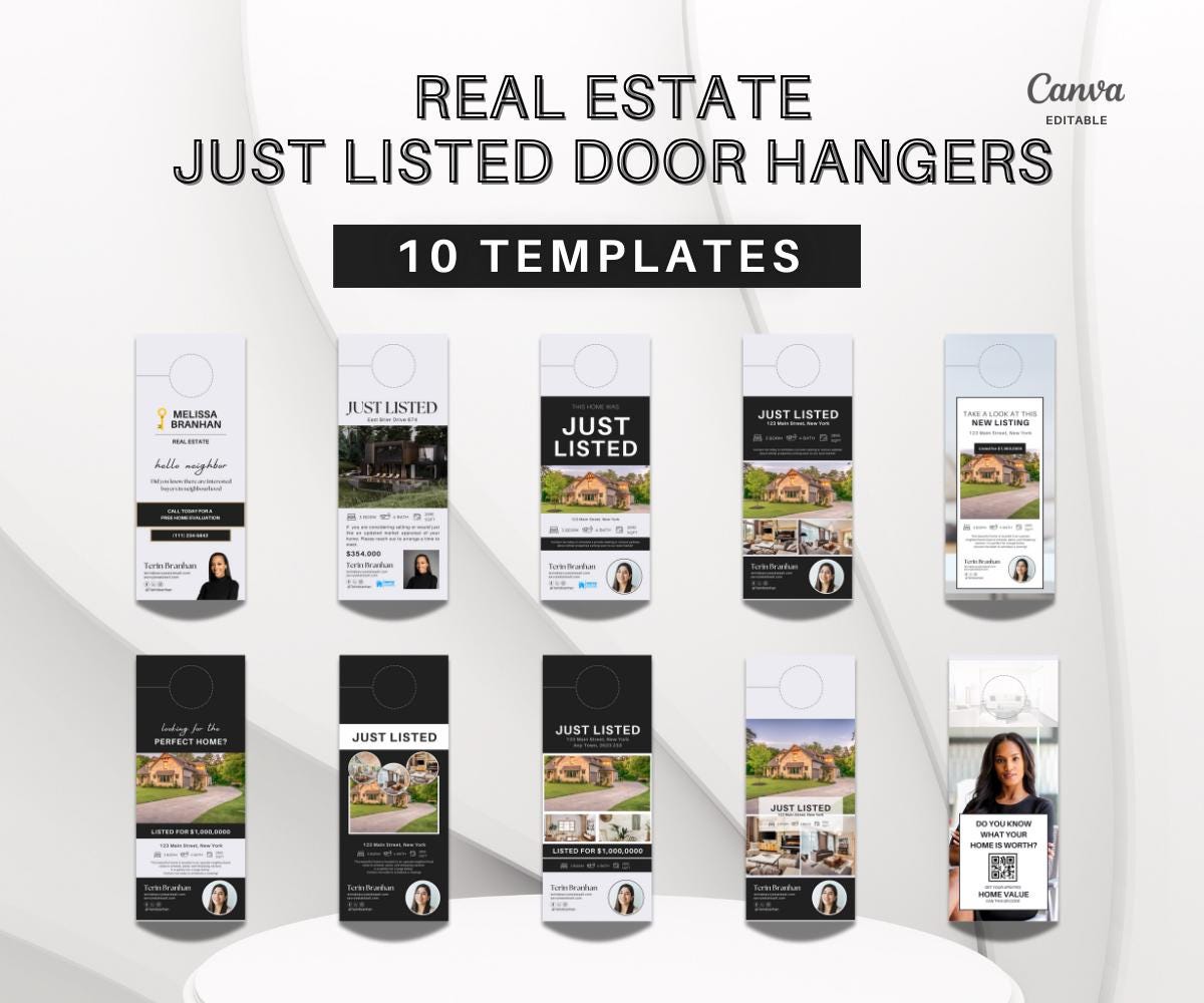 Just Listed Door Hangers | Door Hangers With Back-side | Real Estate ...