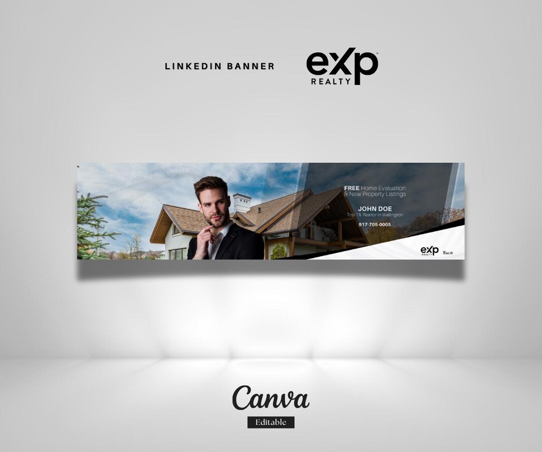 EXP REALTY Linkedin Banner | Real Estate Agent Canva Template ...