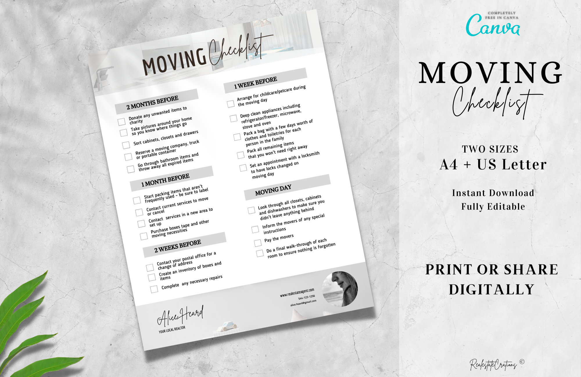 Real Estate Moving Checklist, Realtor Moving Guide, Printable Moving To ...