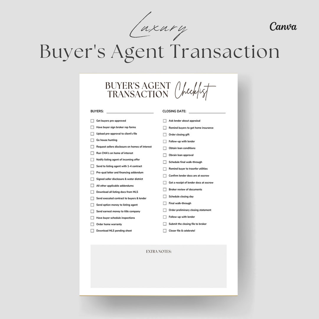Luxury Buyers Agent Transaction Checklist, Real Estate Marketing, Real ...