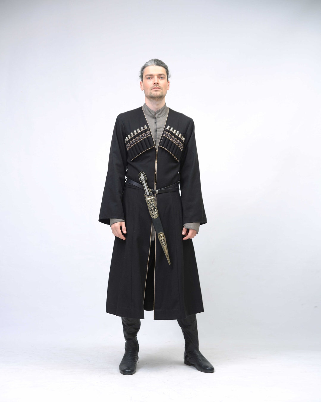 Black Chokha, Traditional Chokha for Men, Georgian Style-includes: Coat ...