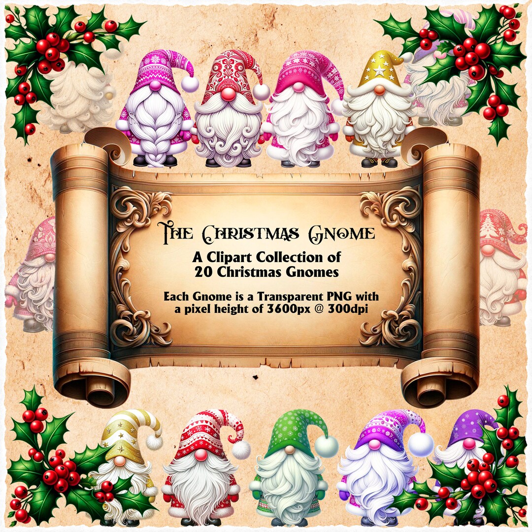 Christmas Gnomes Clipart Gnome Bundle PNG Printable - Etsy
