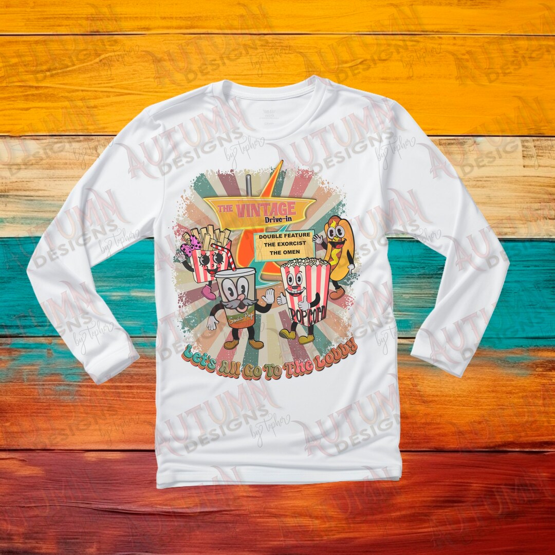 Retro Drive-in Snack Characters Sublimation Design, Movie Night ...
