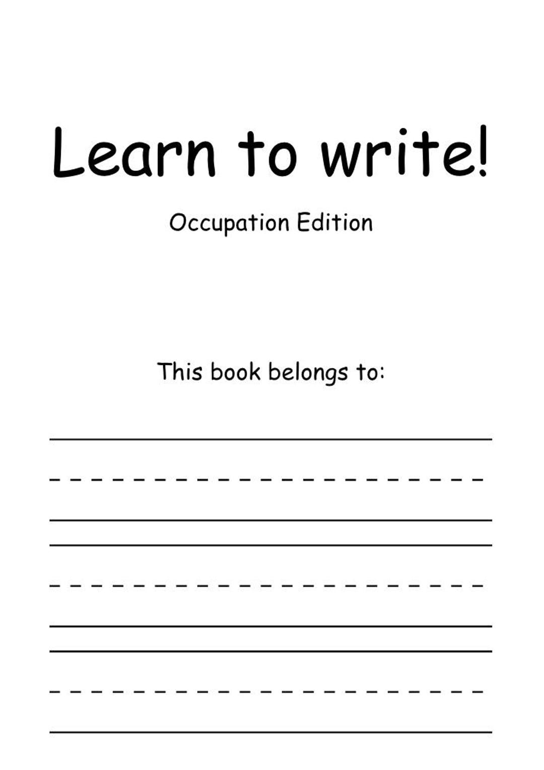 Learn to Write Jobs | Occupation Tracing Worksheets for Kids ...