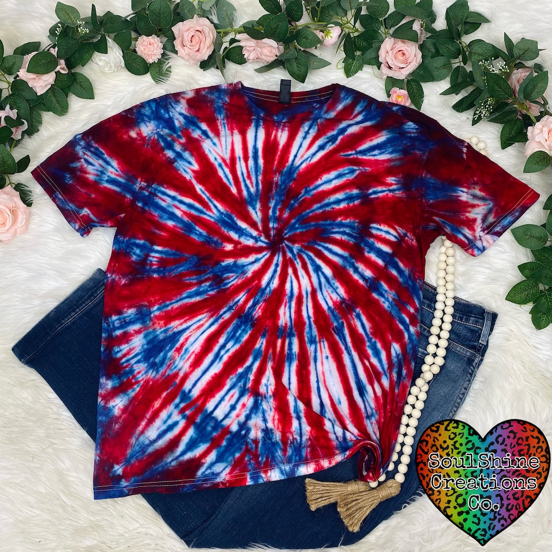 Firecracker Red White Blue Spiral Tie Dye Shirt, July 4th, RWB ...