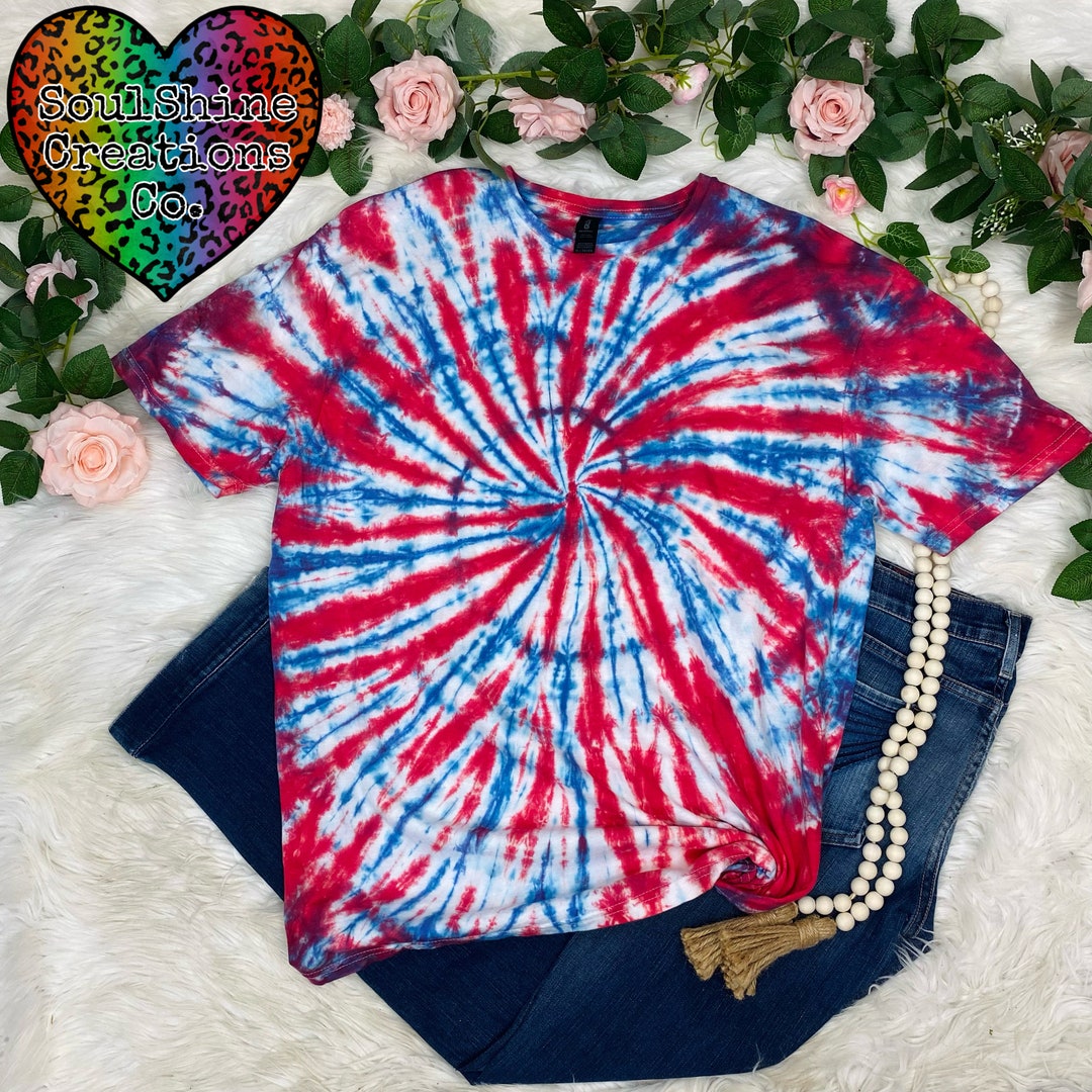 Firecracker Red White Blue Spiral Tie Dye Shirt, July 4th, RWB ...