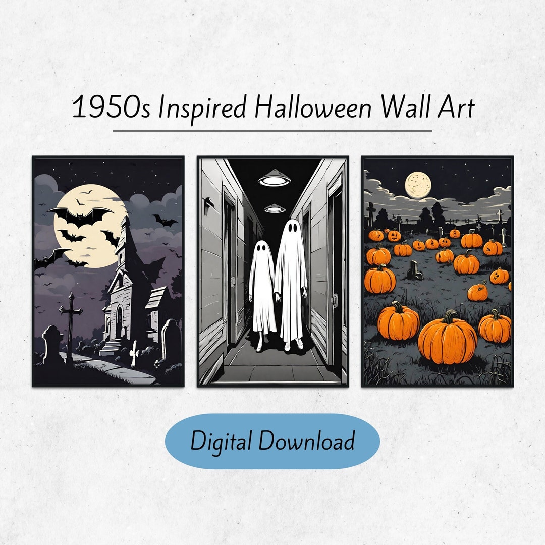 Vintage Halloween Printable Wall Art Halloween Decor - Etsy